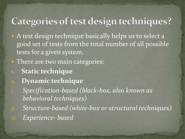 Test design techniques | PPTX | Computer Software and Applications ...