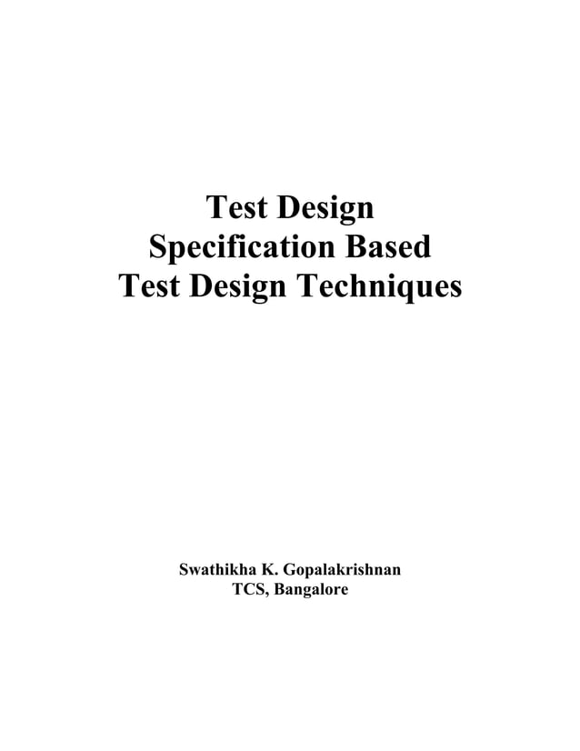 Specification Bases Testing Design Pdf