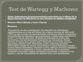 Test de wartegg y figura humana de machover | PPT