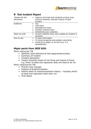 Test Documentation Based On Ieee829 155261 | PDF