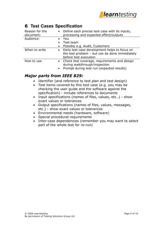 Test Documentation Based On Ieee829 155261 | PDF