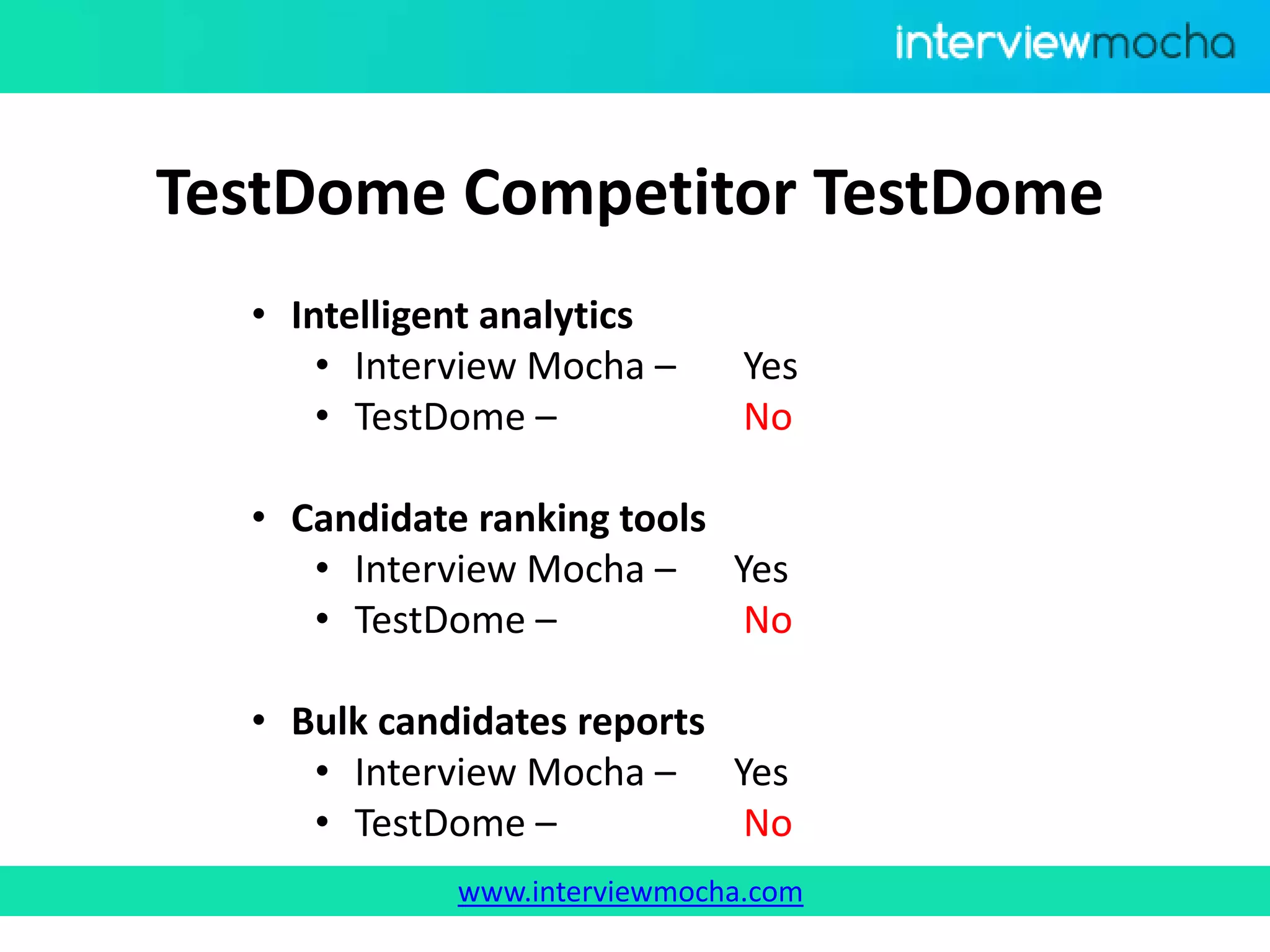 TestDome competitor - Interview Mocha | PPT
