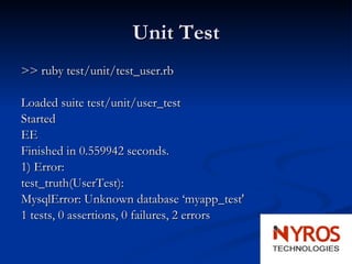 Test Drive Development in Ruby On Rails | PPT