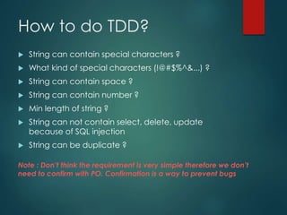 TDD - Test Driven Development | PPTX