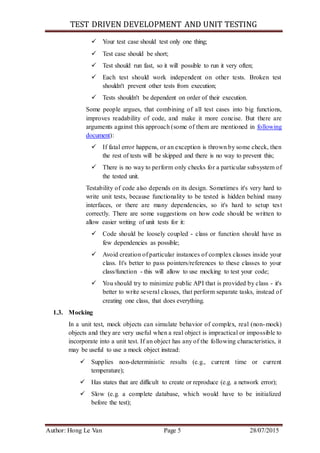 Test driven development and unit testing with examples in C++ | DOCX