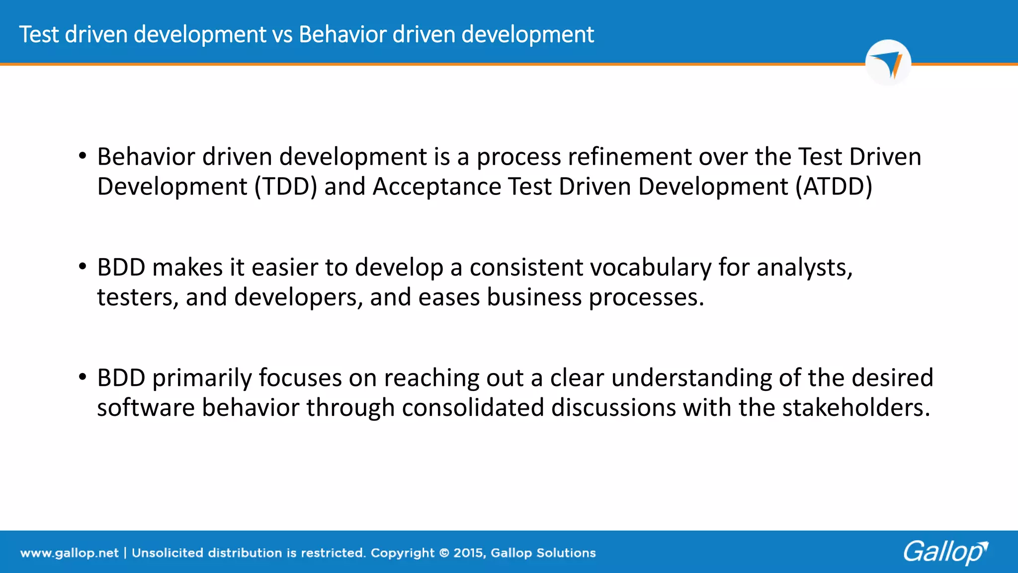 Test driven development vs Behavior driven development | PDF