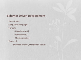 Test drive on driven development process | PPT
