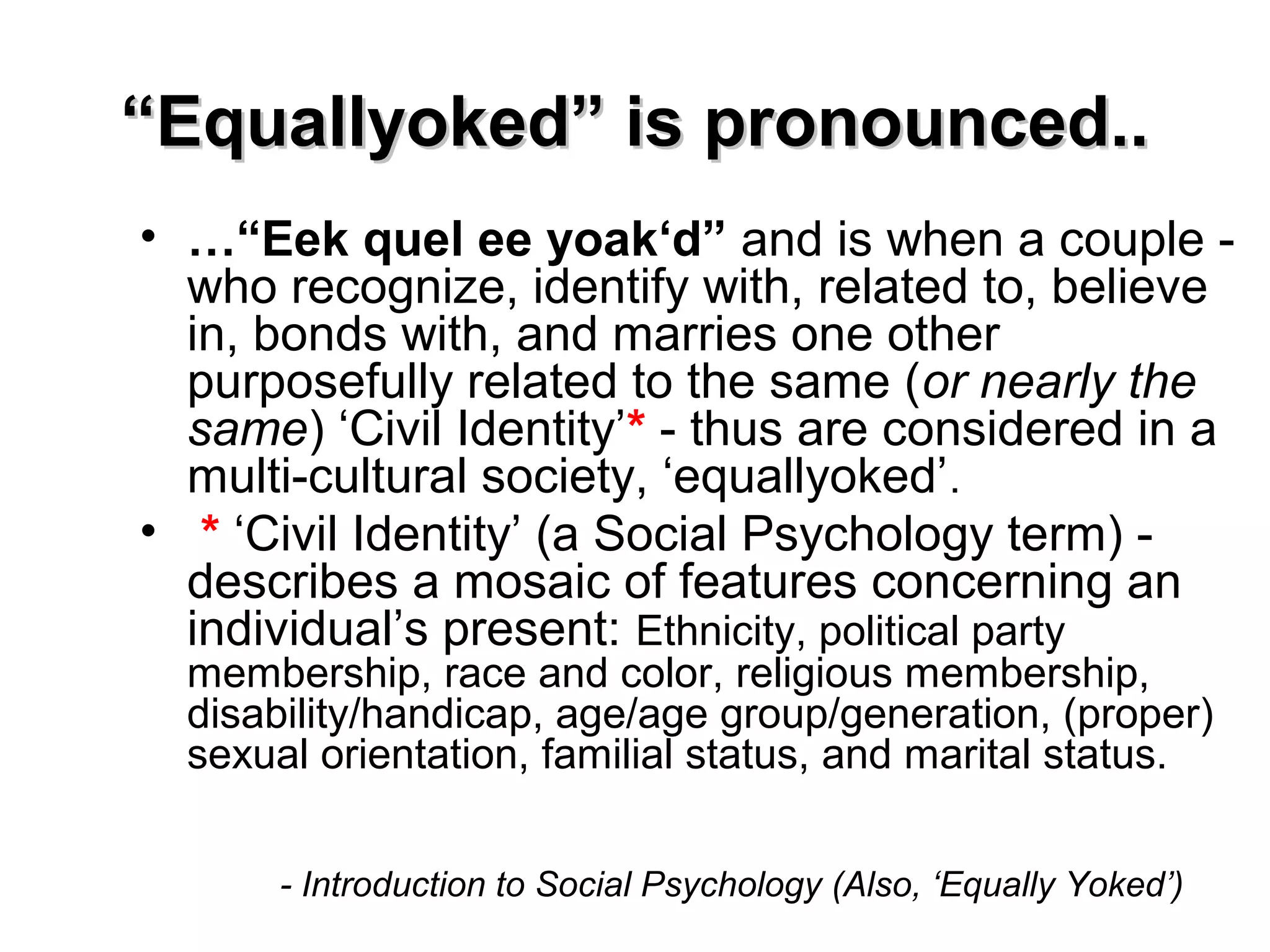 Tested - Tried - True - Equally Yoked - Liberal Arts & Humanities | PPT ...