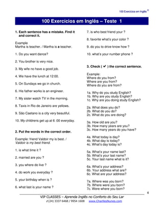 Teste de ingles com gabarito | PDF