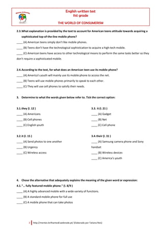 English Test Consumerism | PDF