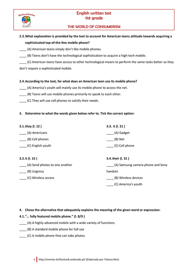 English Test Consumerism | PDF