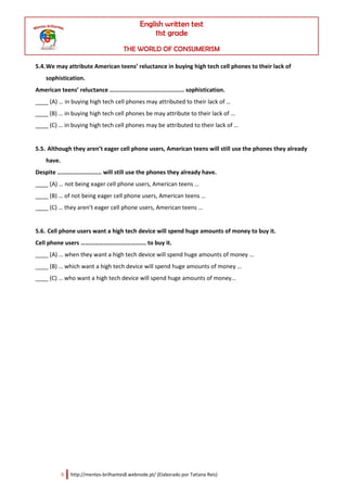 English Test Consumerism | PDF