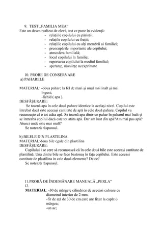 Teste de observare psihopedagogica | DOC