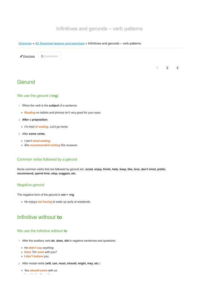 GERUNDS AND INFINITIVE | PDF