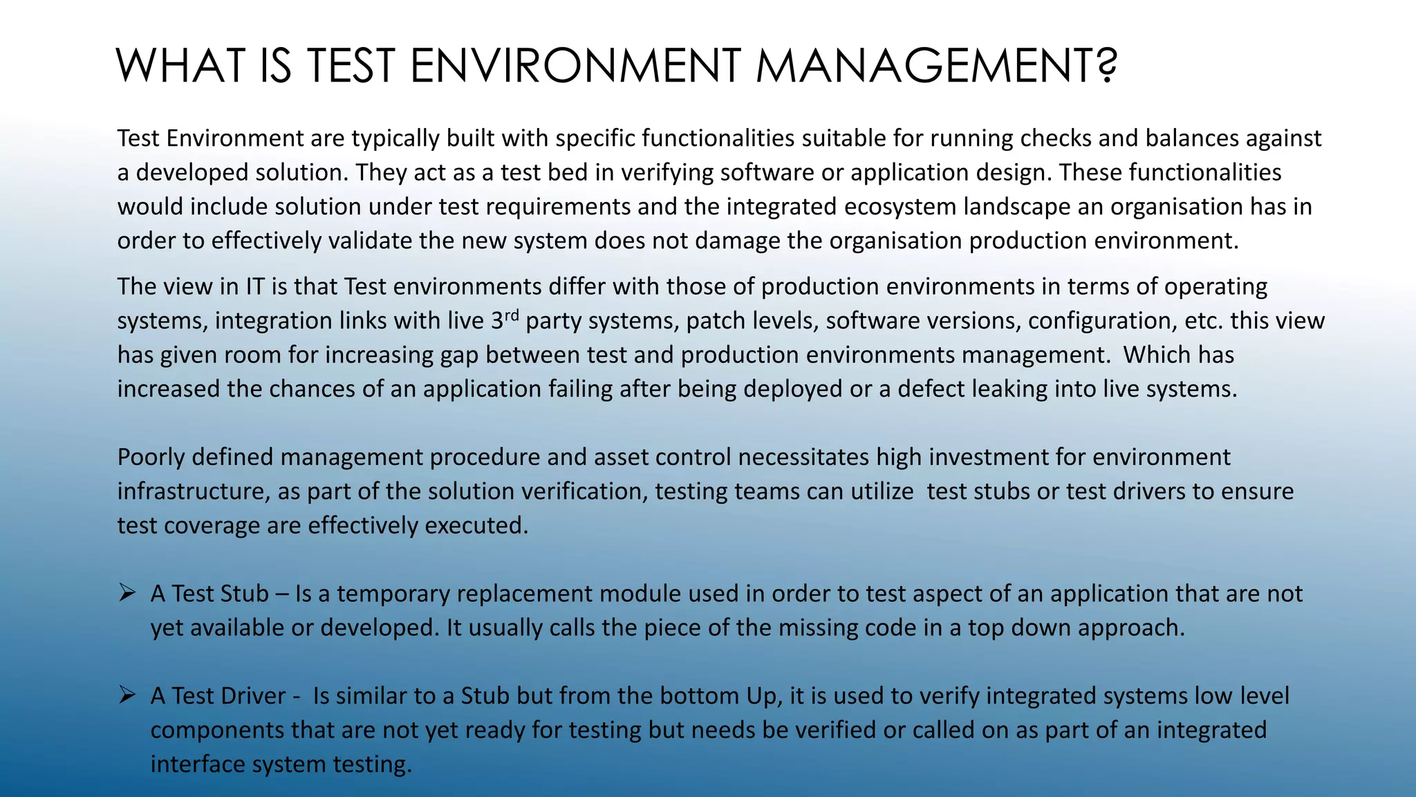 What are the common Test Environment today | PPTX