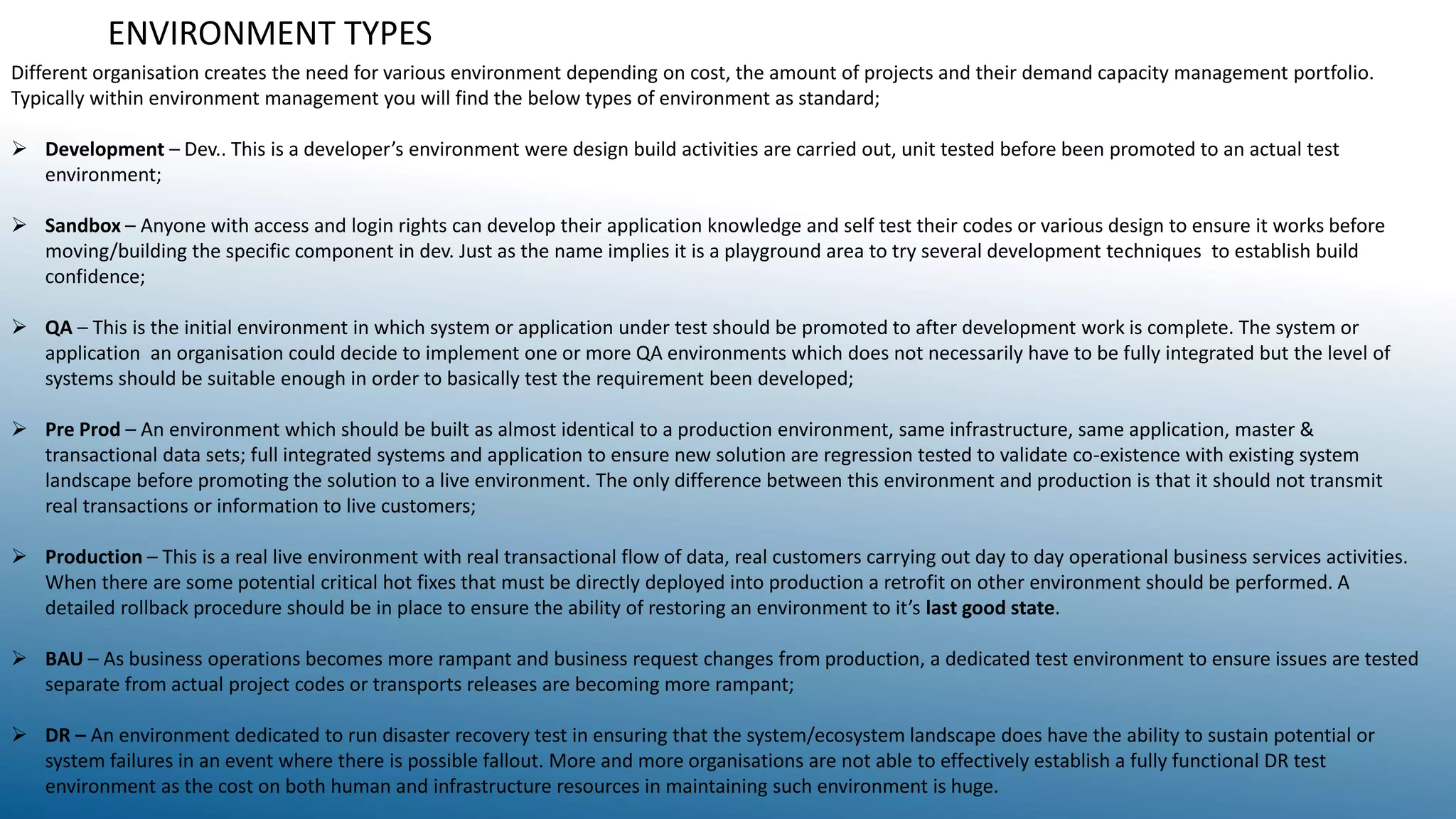 What are the common Test Environment today | PPTX