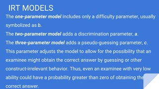 Test equating using irt. final | PPTX