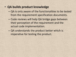 Testers in product development code review phase | PPT