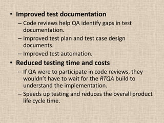 Testers in product development code review phase | PPT