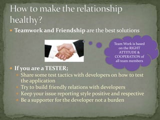 Tester vs. Developer | PPTX | Technology & Computing