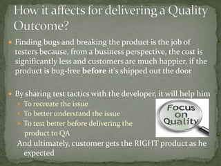 Tester vs. Developer | PPTX | Technology & Computing