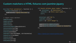 Testes unitários de JS com Jasmine e Karma | PPTX