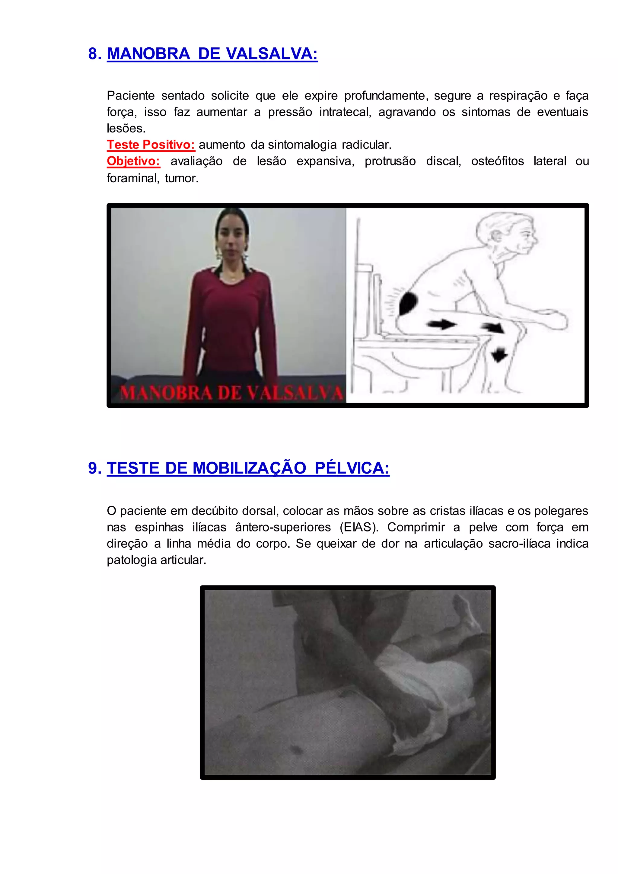 Testes especiais de coluna lombar e pelve em Fisioterapia | DOCX