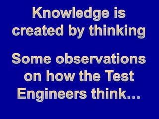 Test & evaluation = the knowledge factory | PPT