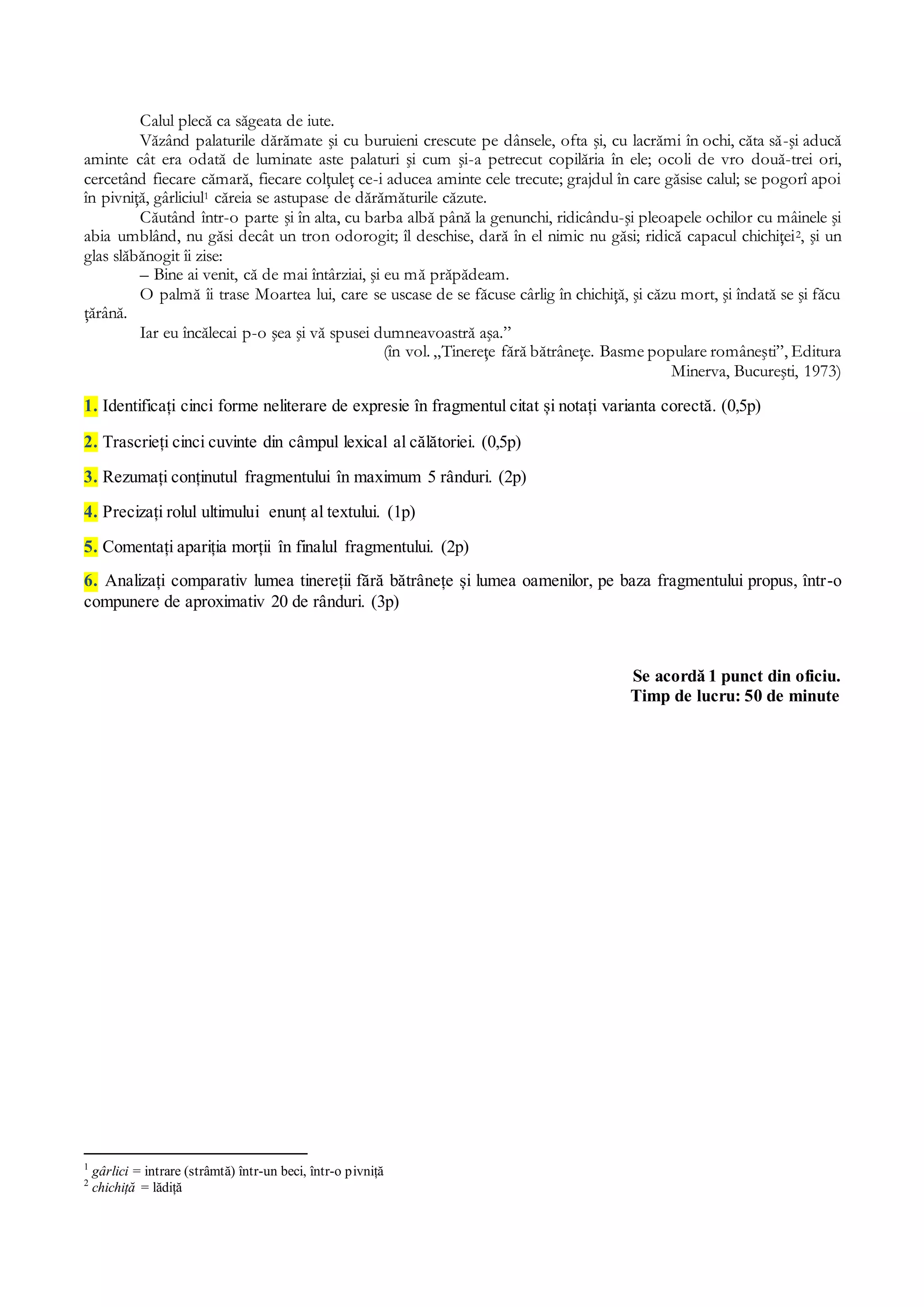 Test final aventura, calatorie | DOCX