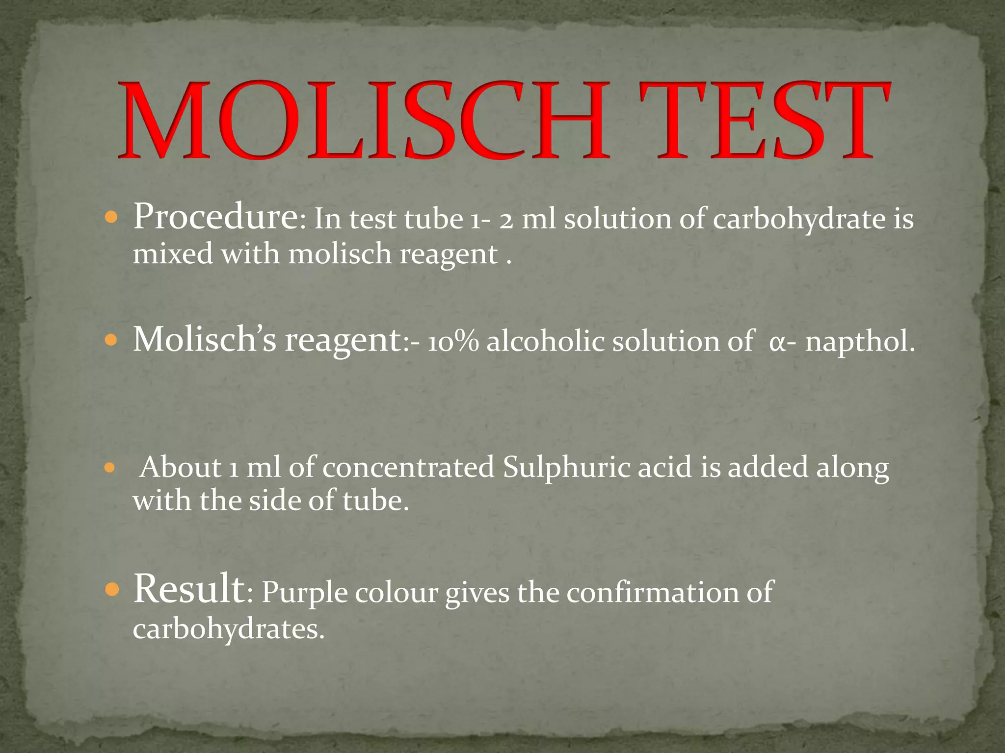 Test for carbohydrates, qualitative test of carbohydrates ...