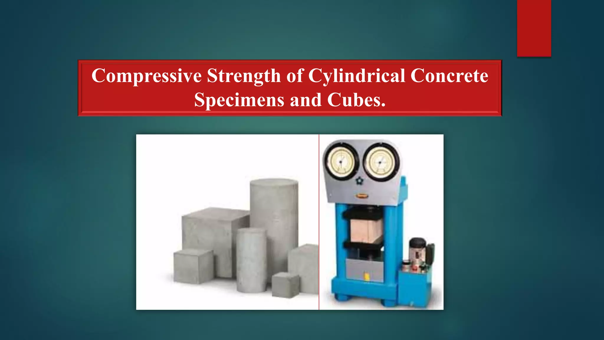 Test for direct compressive strength of cement mortar, cylindrical ...