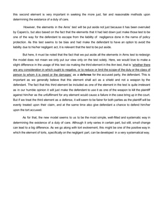 Various tests for duty of care | DOCX