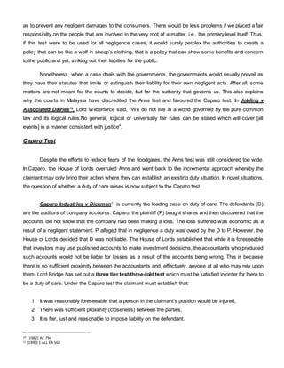 Various tests for duty of care | DOCX