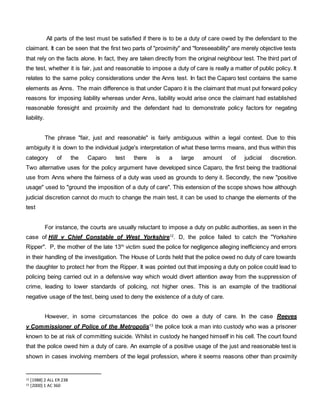 Various tests for duty of care | DOCX