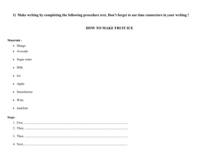 Test for procedure text (writing test) | PPT