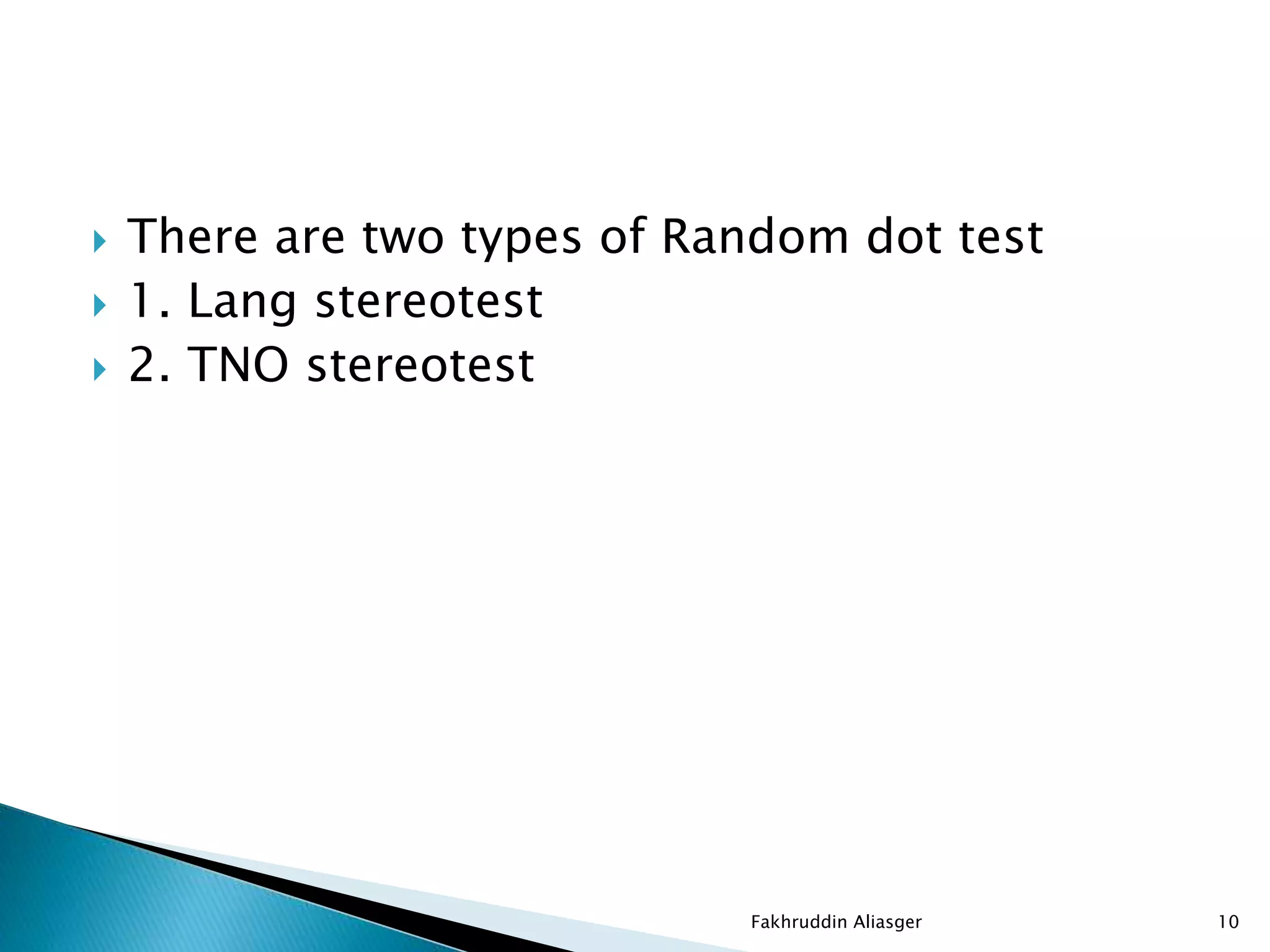 Test for stereopsis | PPTX