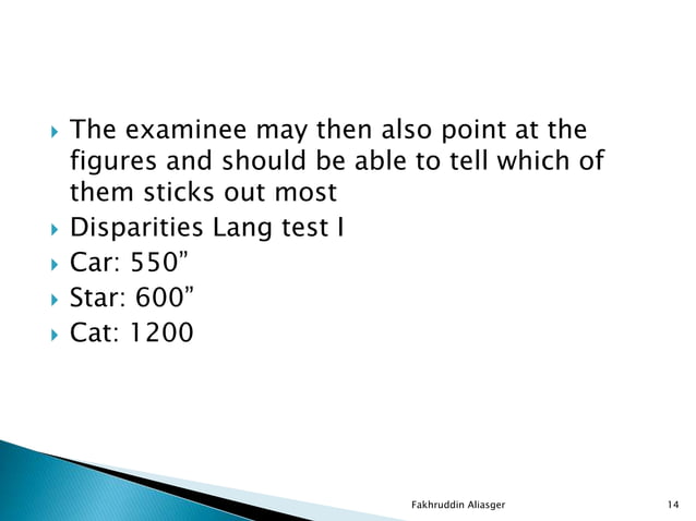 Test for stereopsis | PPTX | Eye and Vision Conditions | Diseases and ...