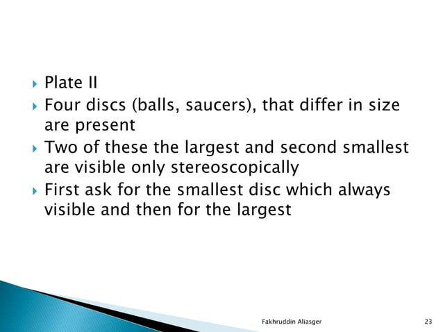 Test for stereopsis | PPTX | Eye and Vision Conditions | Diseases and ...
