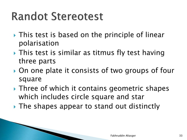 Test for stereopsis | PPTX | Eye and Vision Conditions | Diseases and ...
