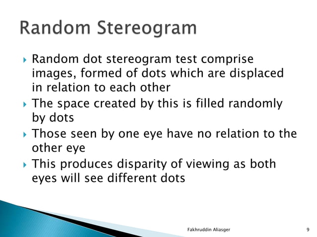 Test for stereopsis | PPTX | Eye and Vision Conditions | Diseases and ...