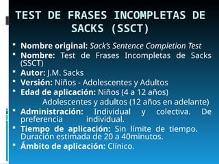 TEST DE FRASES INCOMPLETAS SACKS DESCRIPCIÒN | PPT