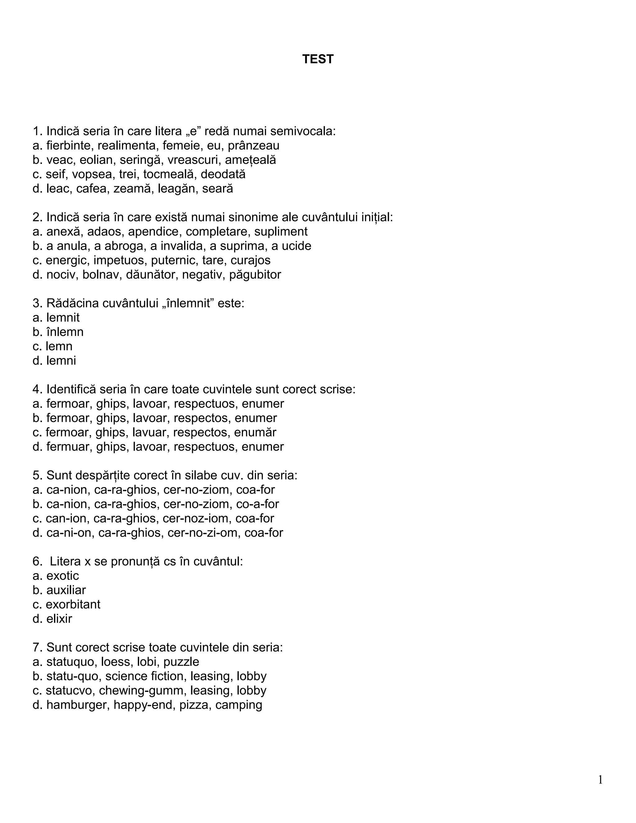 Teste grile fonetica | DOC