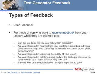 Test generator feedback | PDF