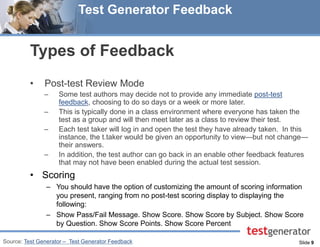 Test generator feedback | PDF