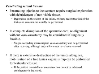 Testicular Trauma Presentation: penetrating, blunt | PPTX