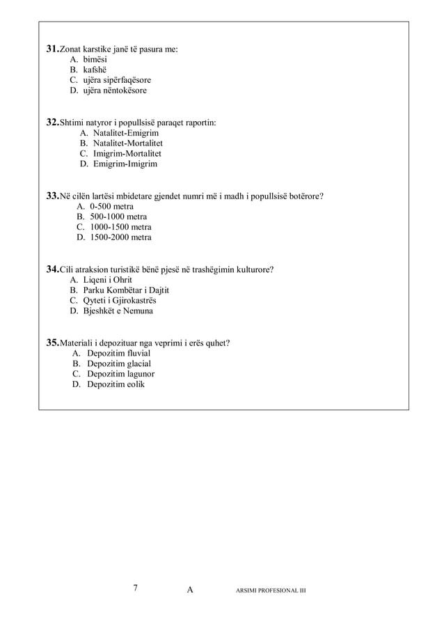 Testi i matures 2015 | PDF