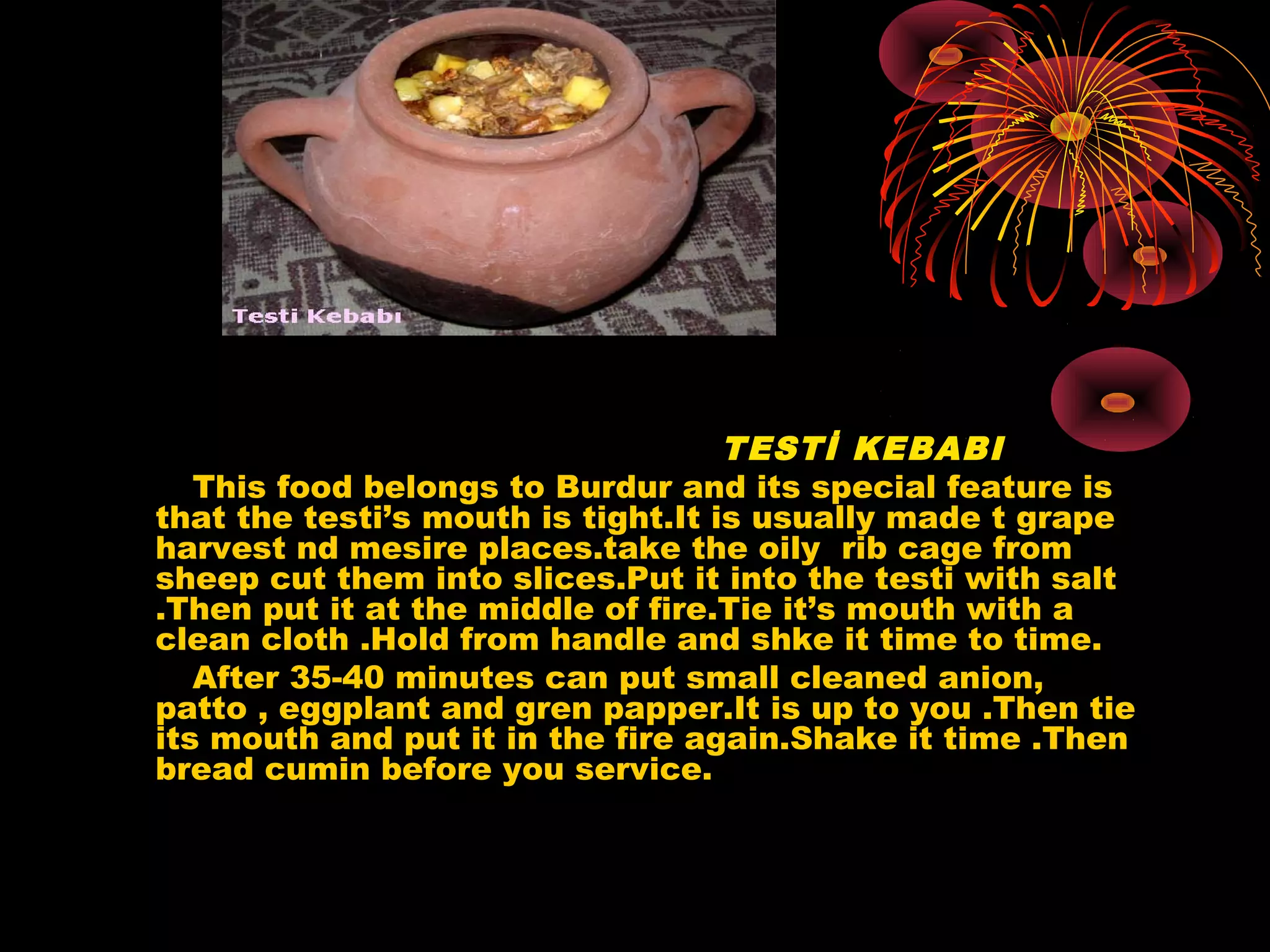 Testi kebabı traditional food | PPT