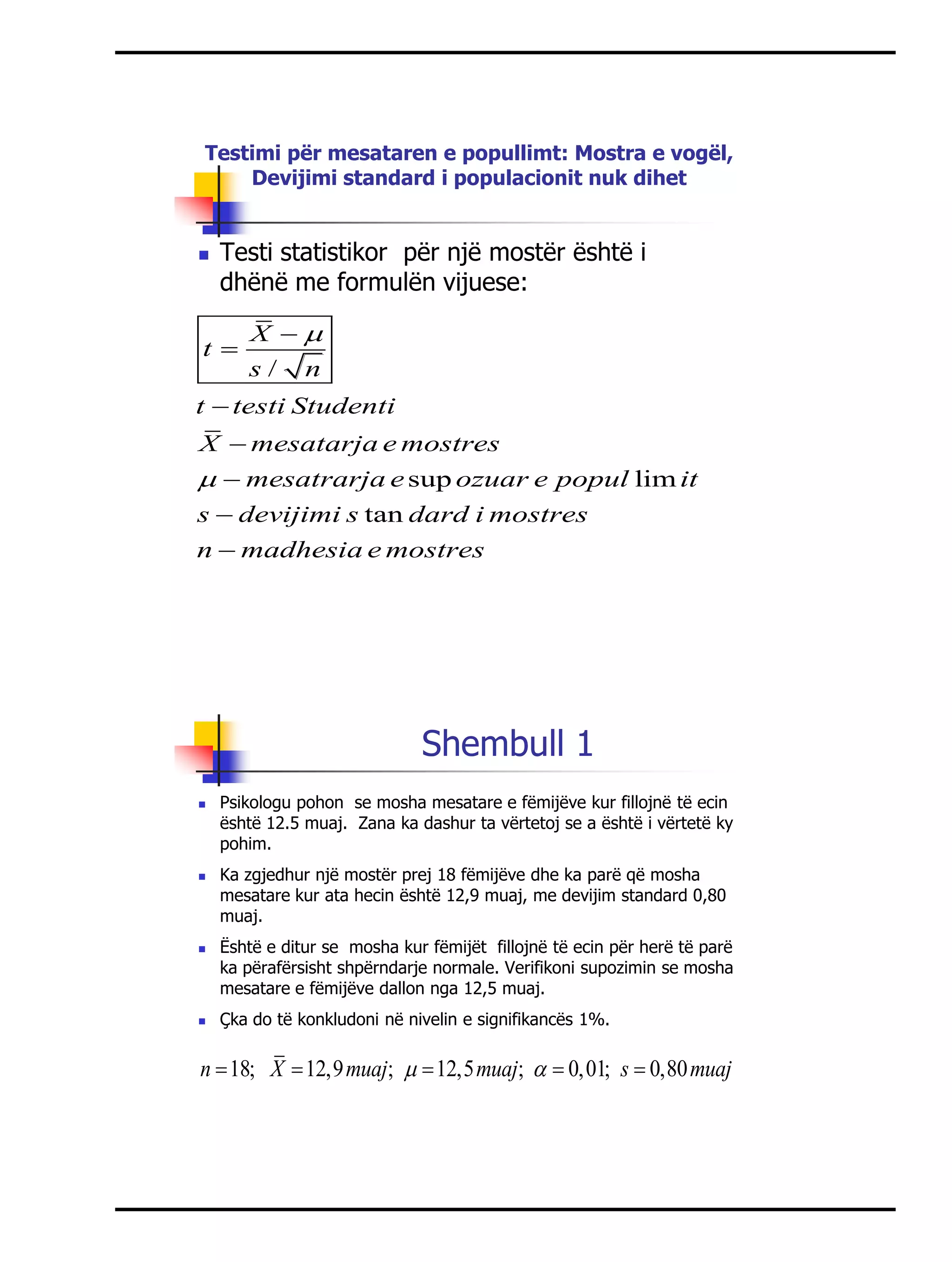 Testimi i hipotezave, mostra e vogel | PDF