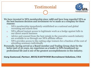 NPA WORKS! Testimonials | PPT