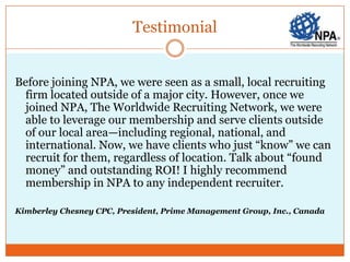 NPA WORKS! Testimonials | PPT